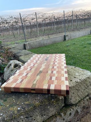 Tagliere battilarda in legno massello a scacchi