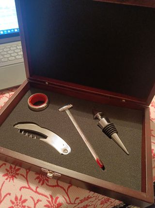 Set vino da sommelier scatola legno 4 pezzi