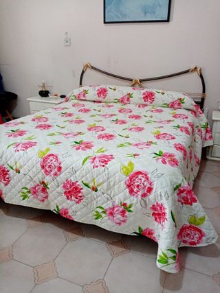 coperta matrimoniale a fiori in cotone