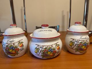 Set 3 barattoli in ceramica rustica 