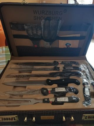 Set coltelli da cucina, forchette e coltelli inox.