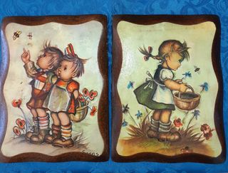 2 quadretti in legno, affresco direttamente sul le