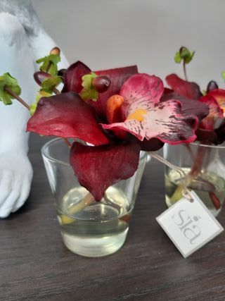 Fiore sintetico Sia in vasetto di vetro