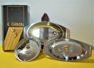 Coppia scatola/portacioccolatini in acciaio inox