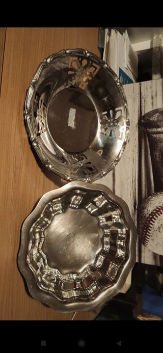 Lotto 2 pezzi centrotavola acciaio inox