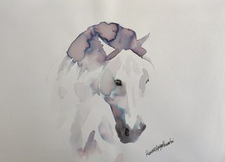 Ritratto cavallo dipinto a mano firmato