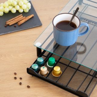 Soporte Portacapsulas café base de cristal.33,5cm 