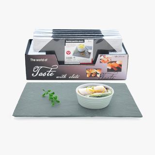 Set de 6 bandejas de pizarra rectangular10 x 30 cm