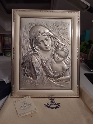 Madonna con bambino in argento