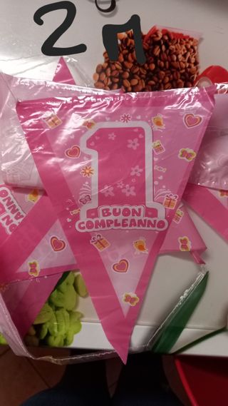 bandierine 2 metri rosa usate 1 compleanno 