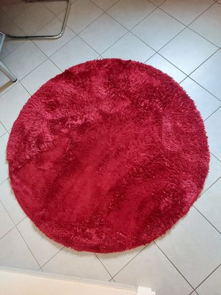 Tappeto Rosso Tondo con pelo morbido medio Shaggy