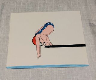 3 quadri bambina tuffo in ordine personalizzabili