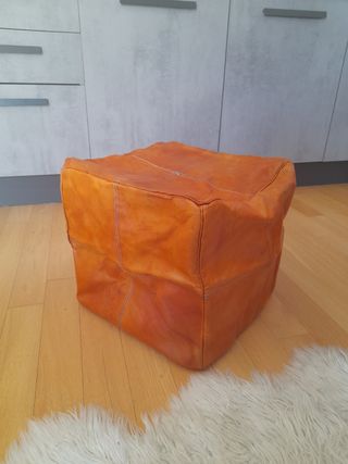 Pouf quadrato ottomano in pelle marocchina

