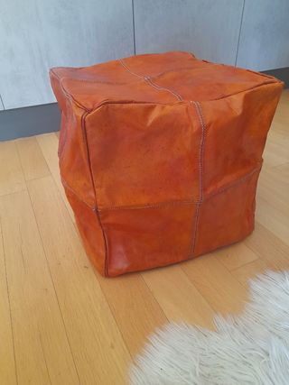 Pouf quadrato ottomano in pelle marocchina