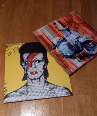 2 Quadri pannelli legno stile Pop art