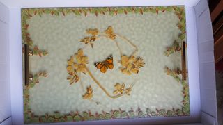 Vassoio in vetro realizzato e decorato a mano 