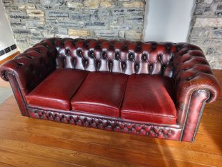 divano chesterfield vintage tre posti vera pelle 