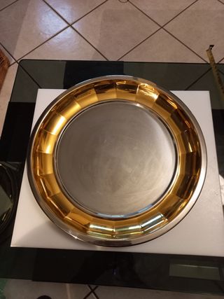 Vassoio in inox argento 18/10 e oro zecchino zecch
