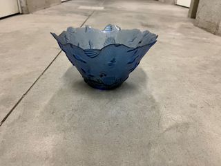 Vaso blu vetro decorato