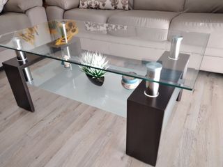 tavolino legno e vetro