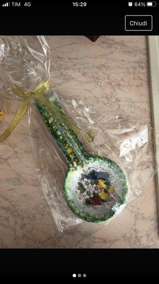 Poggia mestolo in ceramica dipinta a mano 
