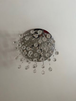 Lampadario da soffitto acciaio e cristalli 