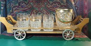 Portaghiaccio e bicchieri whisky con carretto 