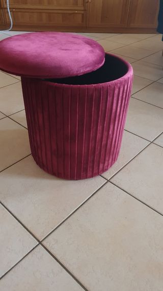 Pouf contenitore Norbe Rosso, puf poggiapiedi