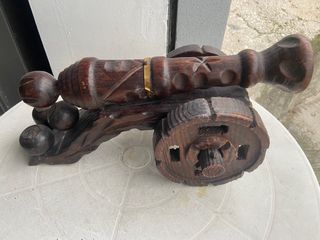 Soprammobile vintage cannone in legno 