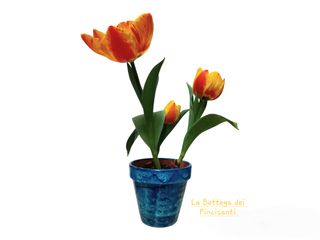 Vaso / Fioriera in terracotta decorato a mano