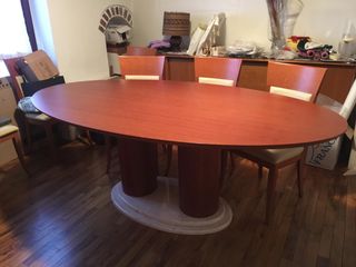 Tavolo OVALE con basamento in MARMO + Nr°8 sedie