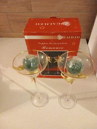 coppia portacandele in vetro