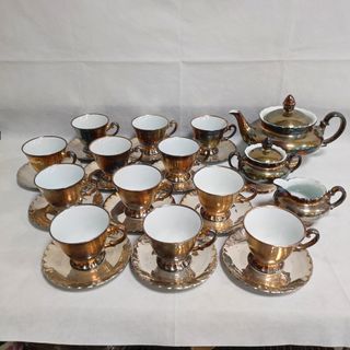 Servizio da Tea x12 in ceramica con argentatura ir