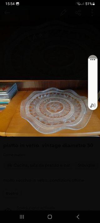 piatto/vassoio in vetro vintage 
