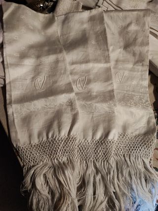 Set 4 asciugamani Vintage lino con frangie