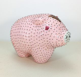 Maialino di polistirolo e paillettes