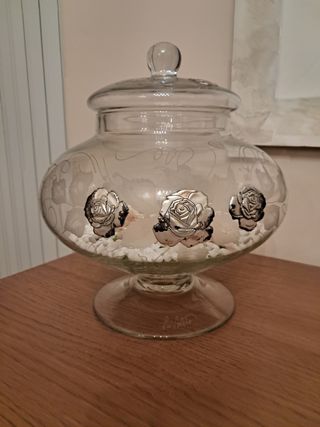 Centrotavola in vetro decorato inserti in argento