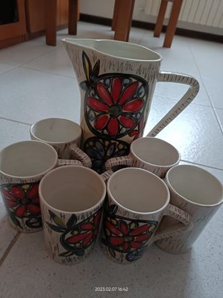 Set 6 bicchieri con caraffa per bibite 