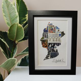 Quadro Regina Elisabetta con Francobolli Inglesi