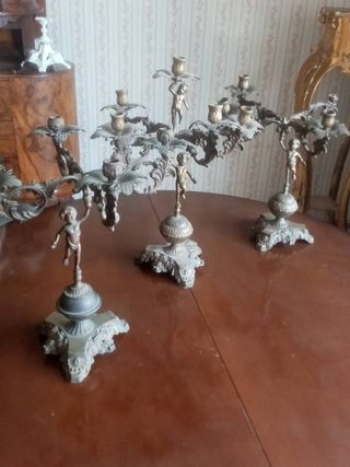 Trittico candelieri ottone 