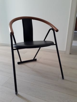 4 sedie in pelle nera