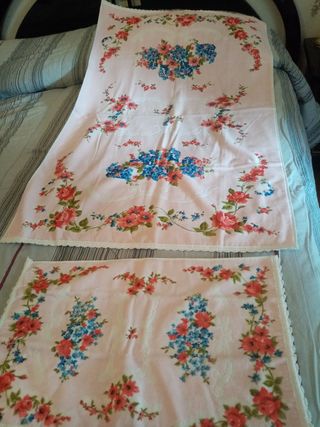 set asciugamani  spugna cotone floreale vintage