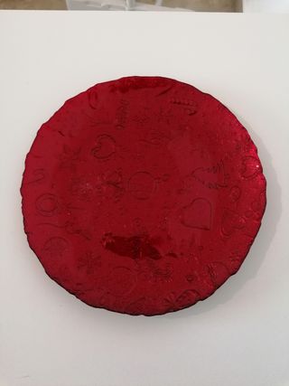 Centrotavola in vetro decorato "Brandani". 
ROSSO