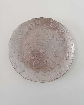 Centrotavola in vetro decorato "Brandani". ARGENTO