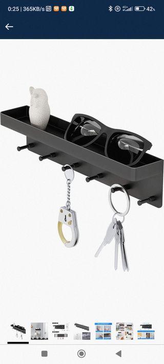 Gancio appendiabiti portachiavi nero in metallo