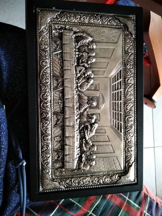 quadro Ultima cena in argento in rilievo 20x33/