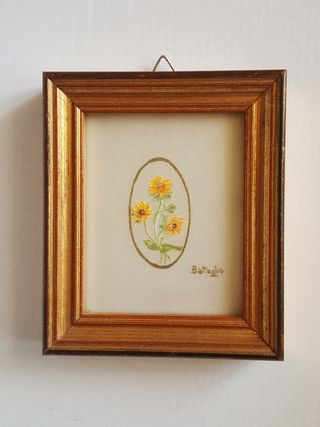 Quadretto pittura su raso dipinto a mano cm.9.5x11