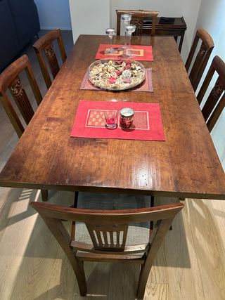 Tavolo in legno massello e ferro battuto e 6 sedie