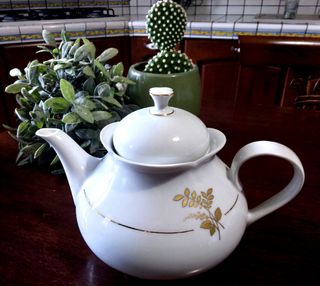 Teiera Bavaria,porcellana bianca decoro floreale o