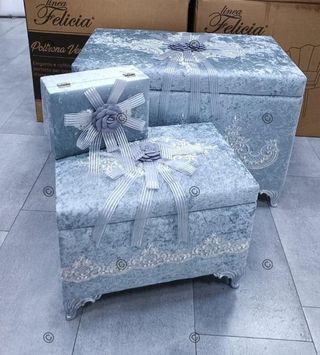 tris bauletto disponibile sia celeste polvere che 